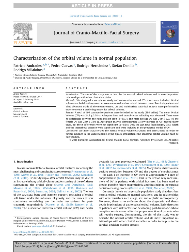 Characterization of The Normal Orbital Volume | PDF | Ct Scan
