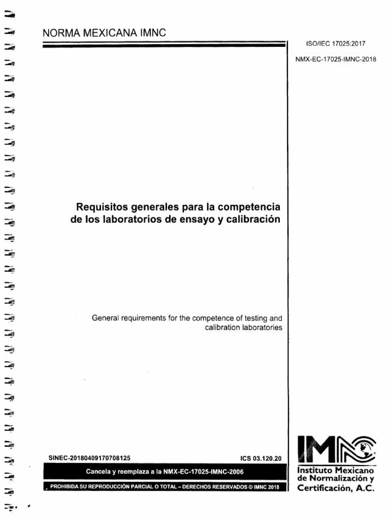 NMX Ec 17025-Imnc2018.Actaulizada 2017 | PDF