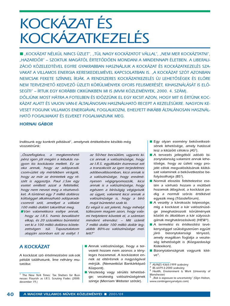 Kockázat És Kockázatkezelés | PDF