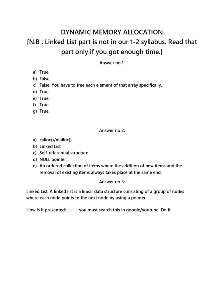 Dynamic-Memory-Allocation | PDF | Pointer (Computer Programming ...