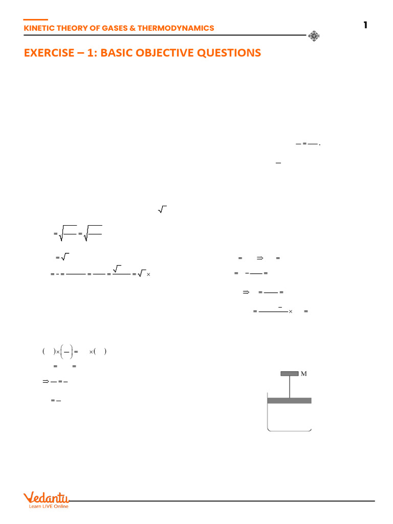 Exercise 1 KTG & Thermodynamics-Qus With Sol | PDF | Gases | Temperature