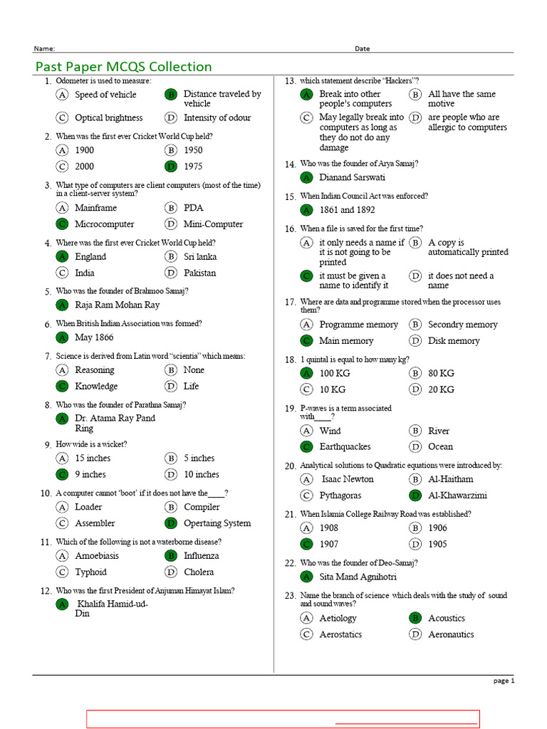 999 Most Repeated MCQs Collection PPSC FPSC | PDF | Acid | Ph