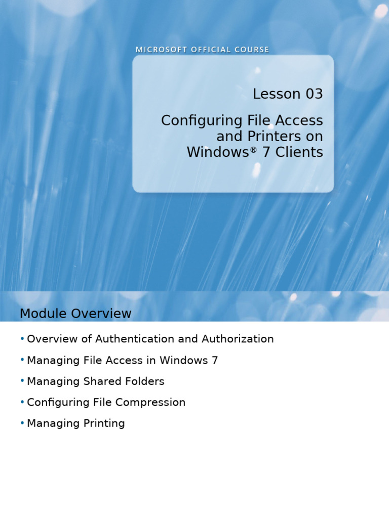 Lesson 03 - Configuring File Access and Printers On Windows 7 Clients | PDF | Computer File ...
