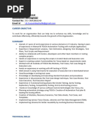 TOSCA Automation Test Engineer Resume | PDF | Software Testing ...