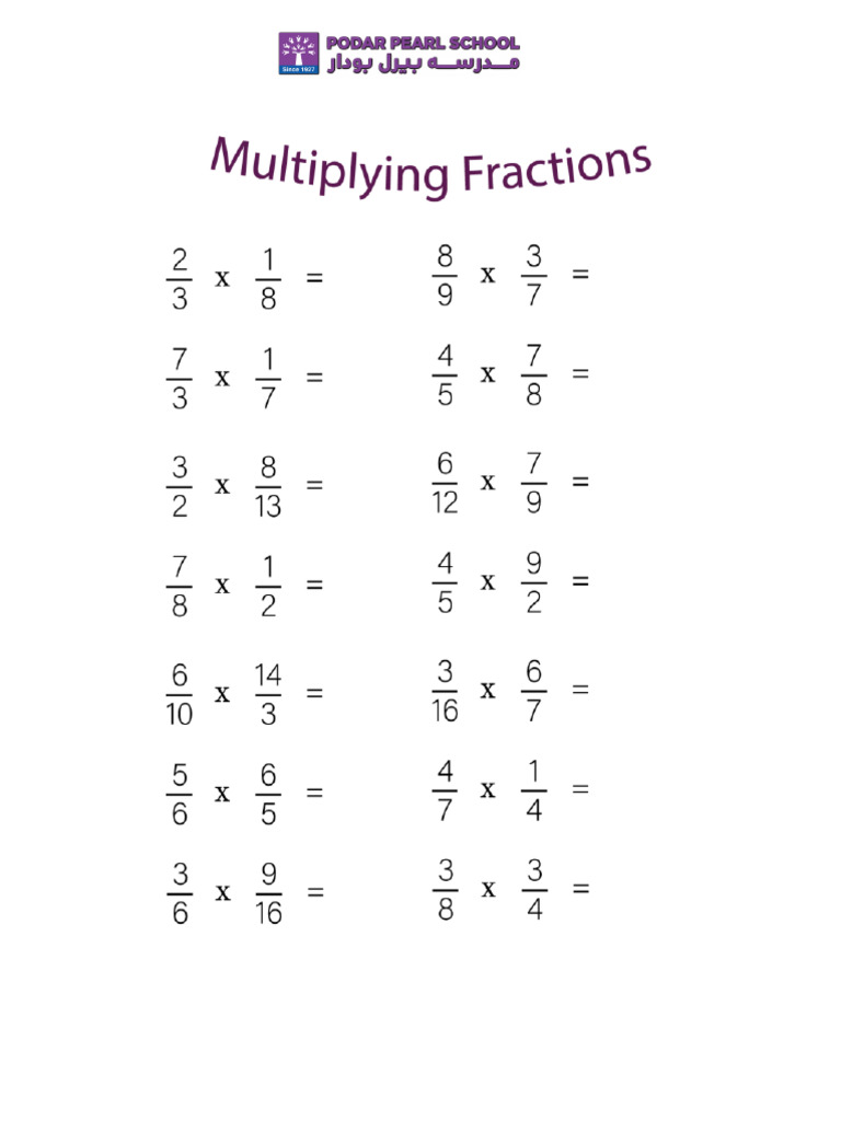 Multiplication of Fractions | PDF