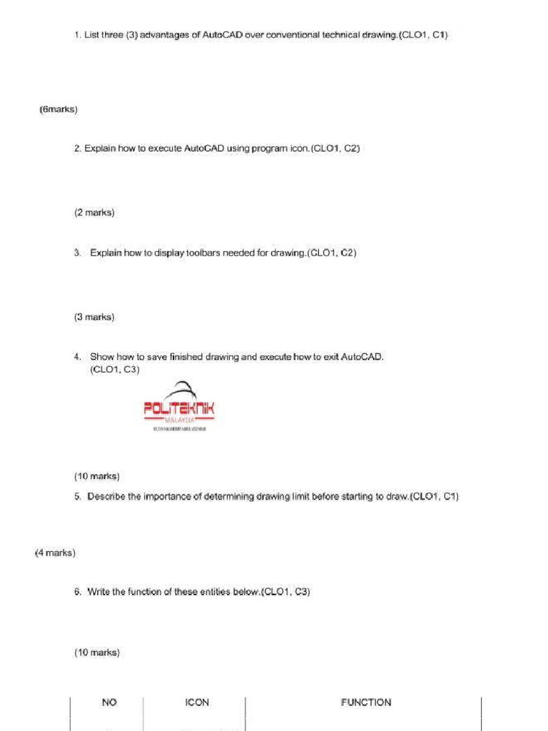 Editable AutoCAD Questions | PDF