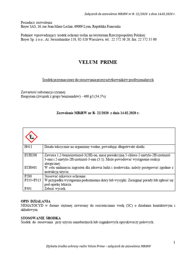 Velum Prime Etykieta | PDF