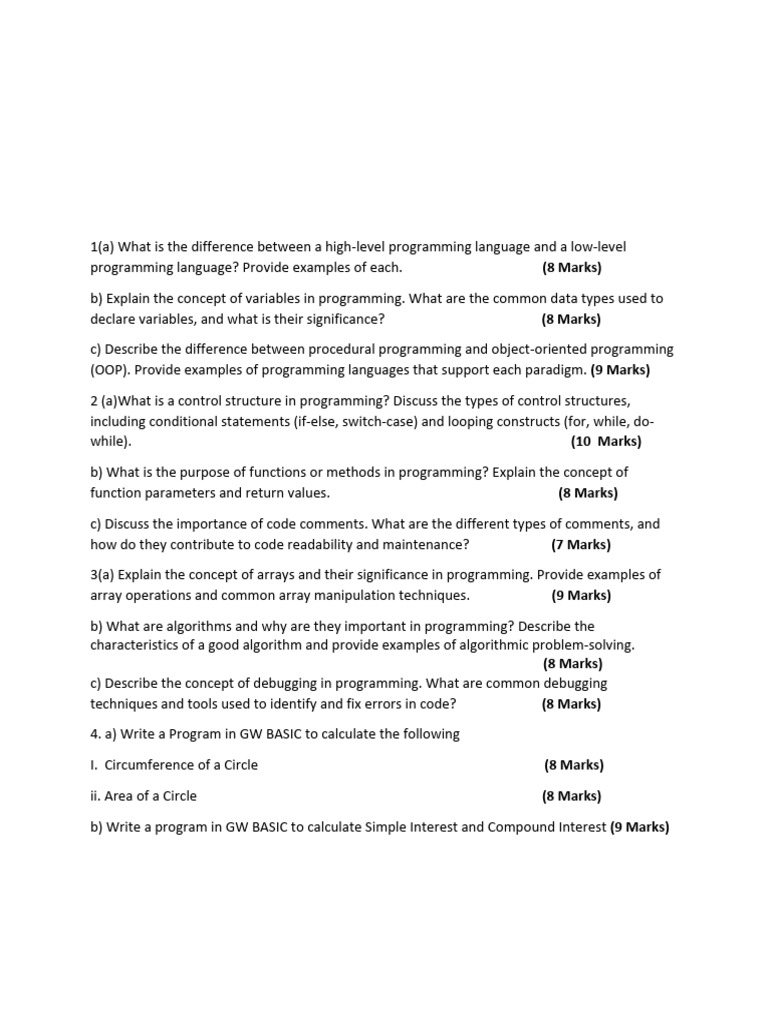 EXAM SEN 102 Principle of Programming | PDF | Computer Programming | Algorithms