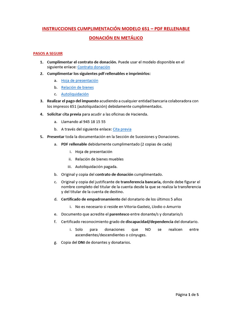 Instrucciones 651 | PDF | Donación | Parentesco