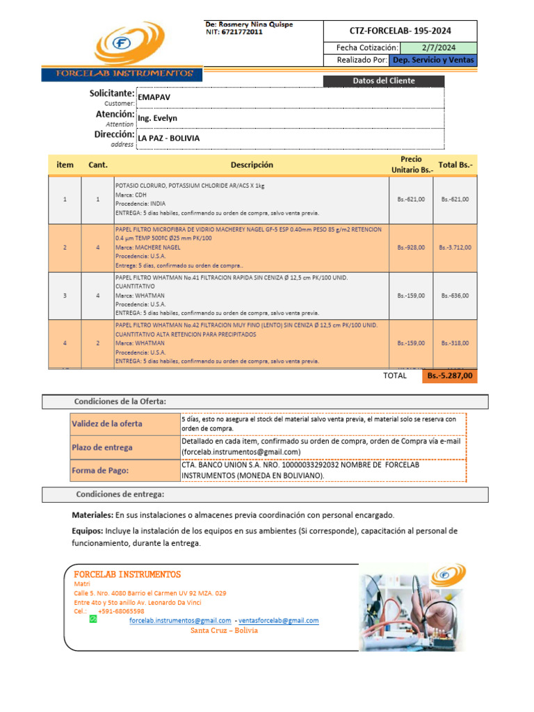 CTZ-FORCELAB-0195-2024 EMAPAV - ING. EVELYN | PDF