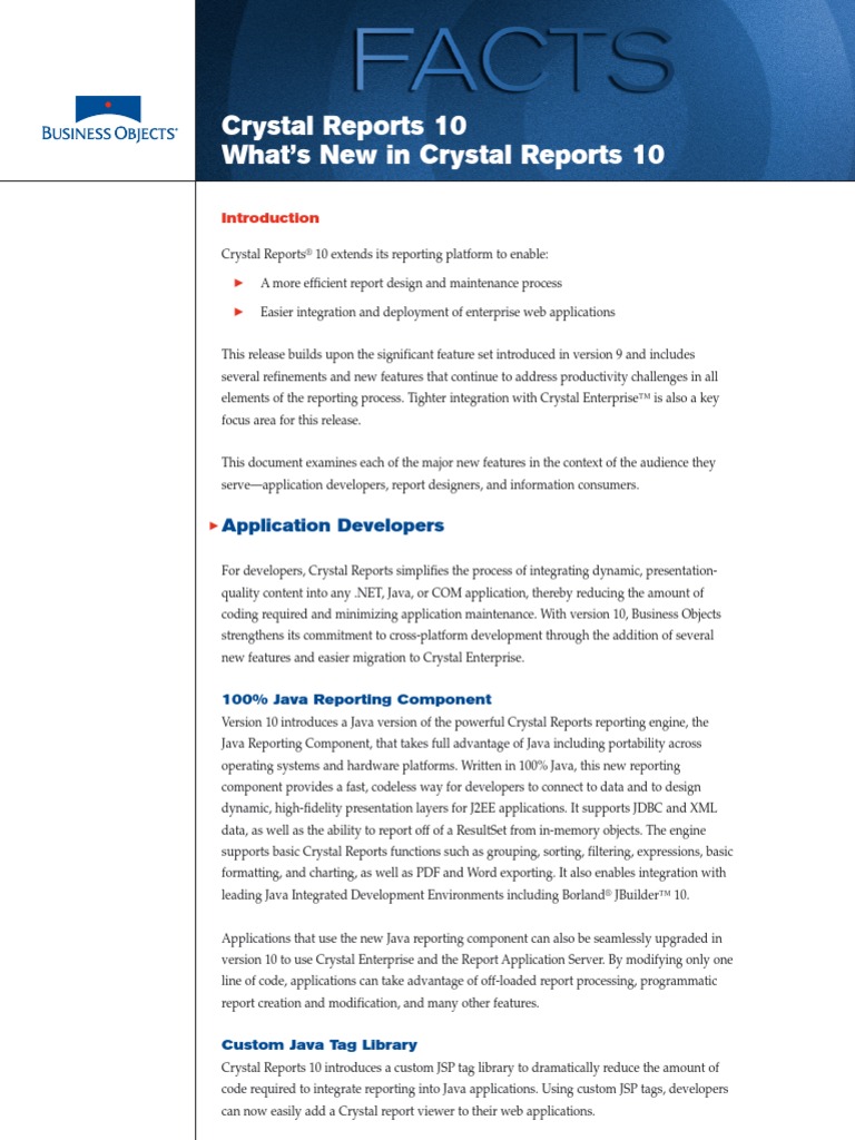 Crystal Reports 10 What's New in Crystal Reports 10: Application ...