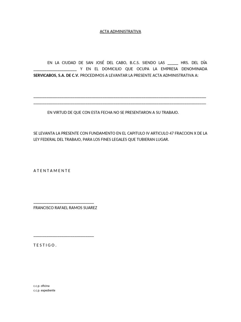 Acta Administrativa | PDF