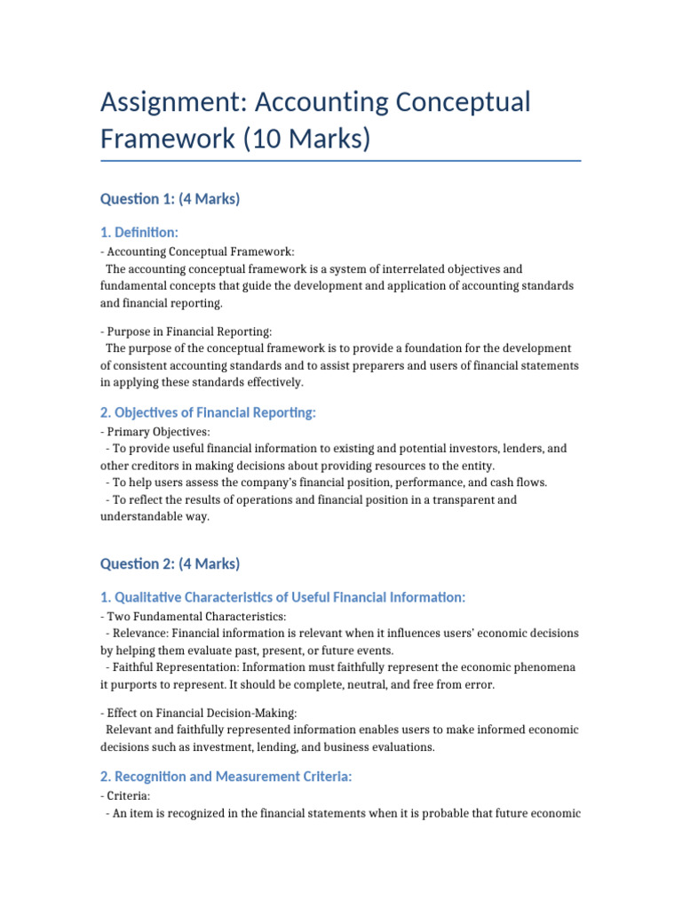 Accounting Conceptual Framework Assignment Pdf Information Accounting