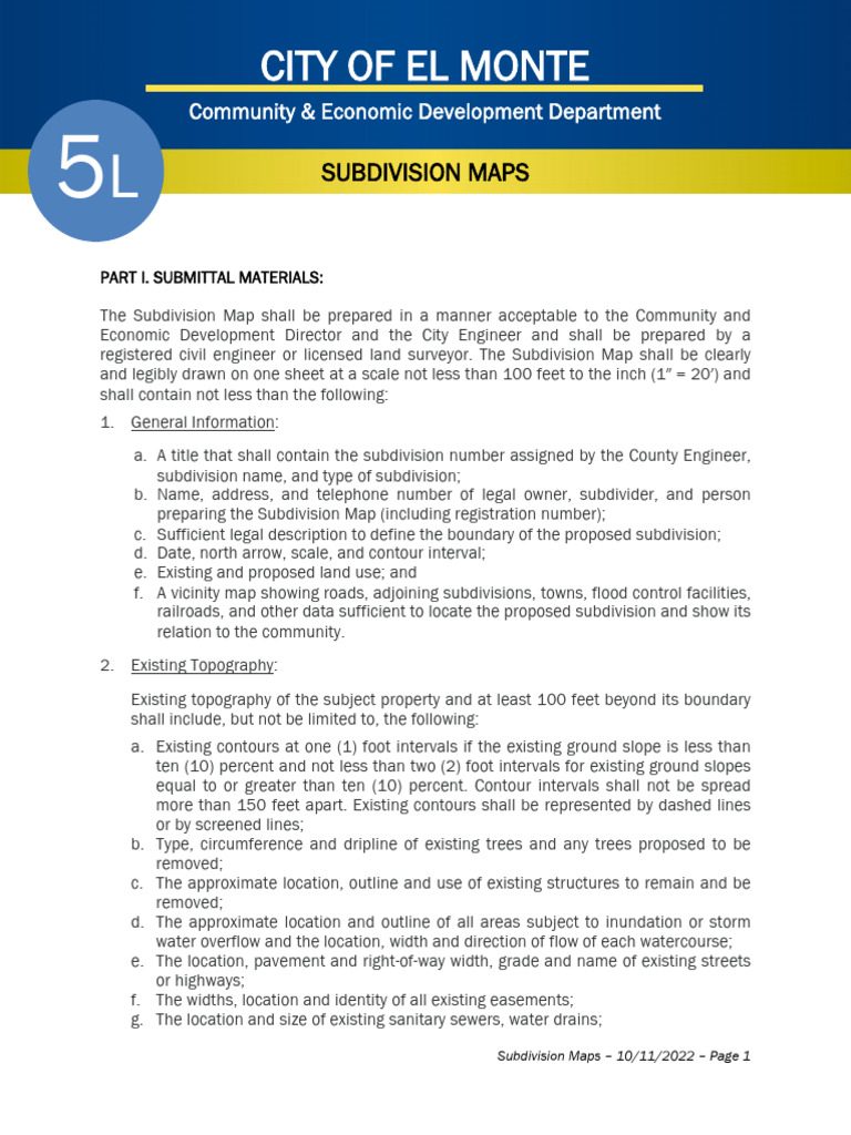 Subdivision Map Submission Guidelines | PDF | Contour Line | Topography