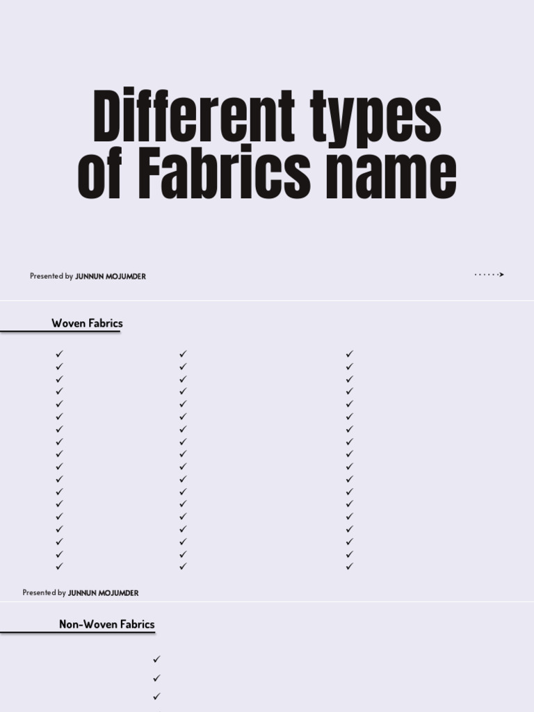 Different Types of Fabrics Name 1736230781 | PDF | Knitting | Textiles