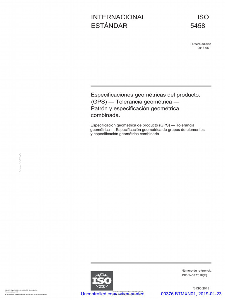 Especificación Geométrica ISO 5458 | PDF | Organización internacional ...