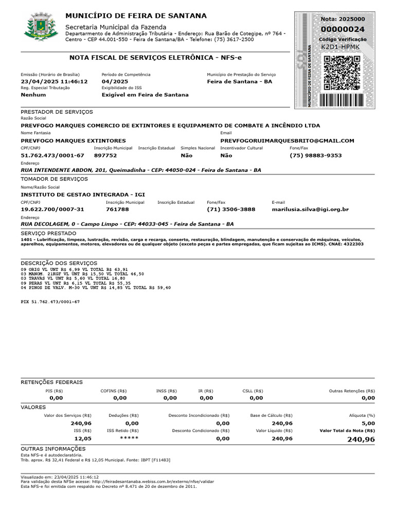 NFS-e 202500000000024 K2D1-HPMK _ WebISS® | PDF