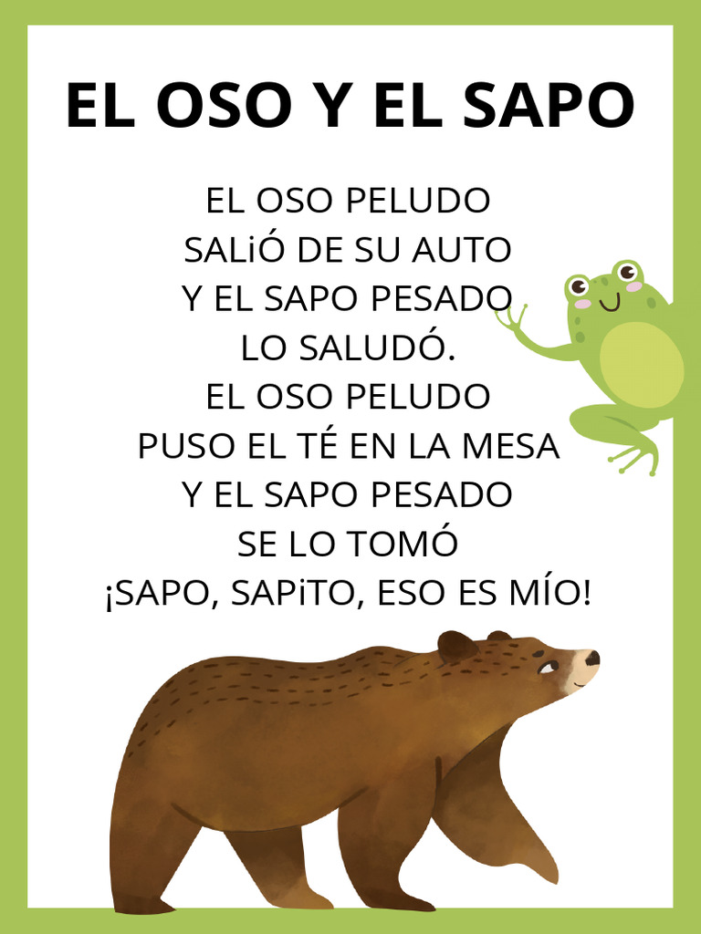 El Oso Peludo y el Sapo Pesado | PDF