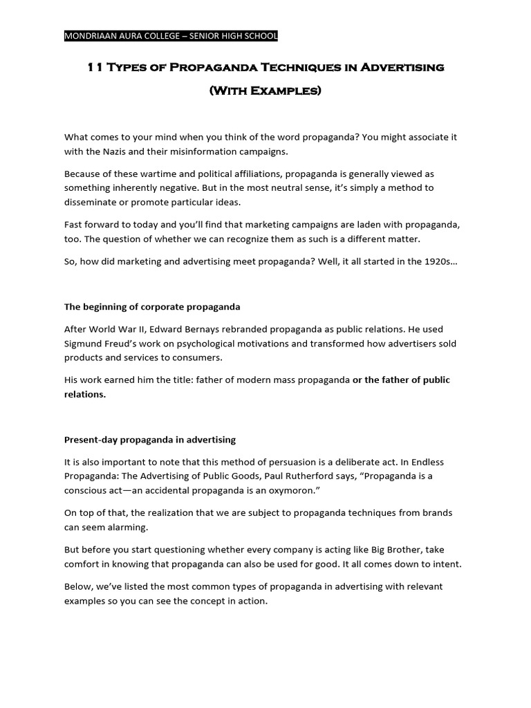 MEDIA AND INFORMATION LITERACY 3 Part 2 | PDF | Propaganda | Advertising