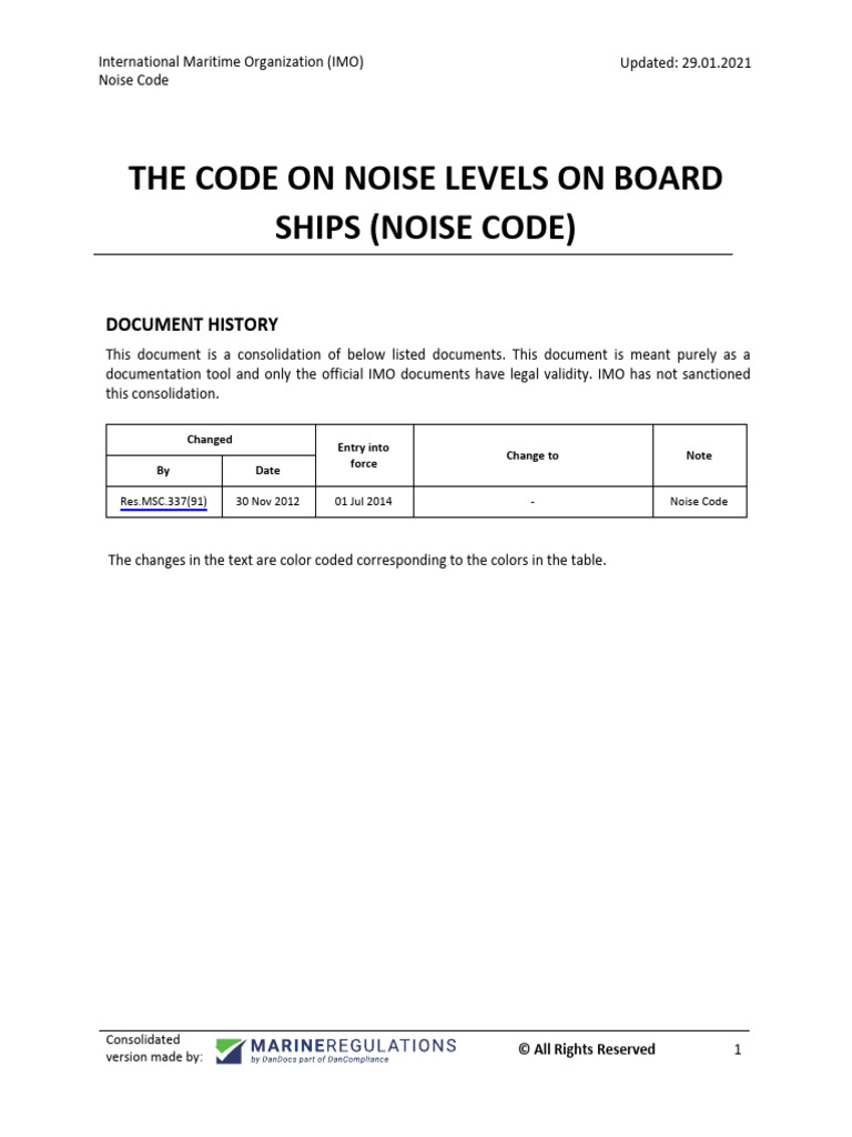 B 13.2 The Code On Noise Levels On Board Ships (Noise Cod | PDF | Noise ...