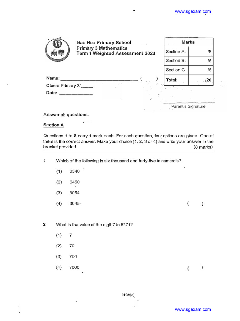Primary 3 Math Assessment 2023 | PDF