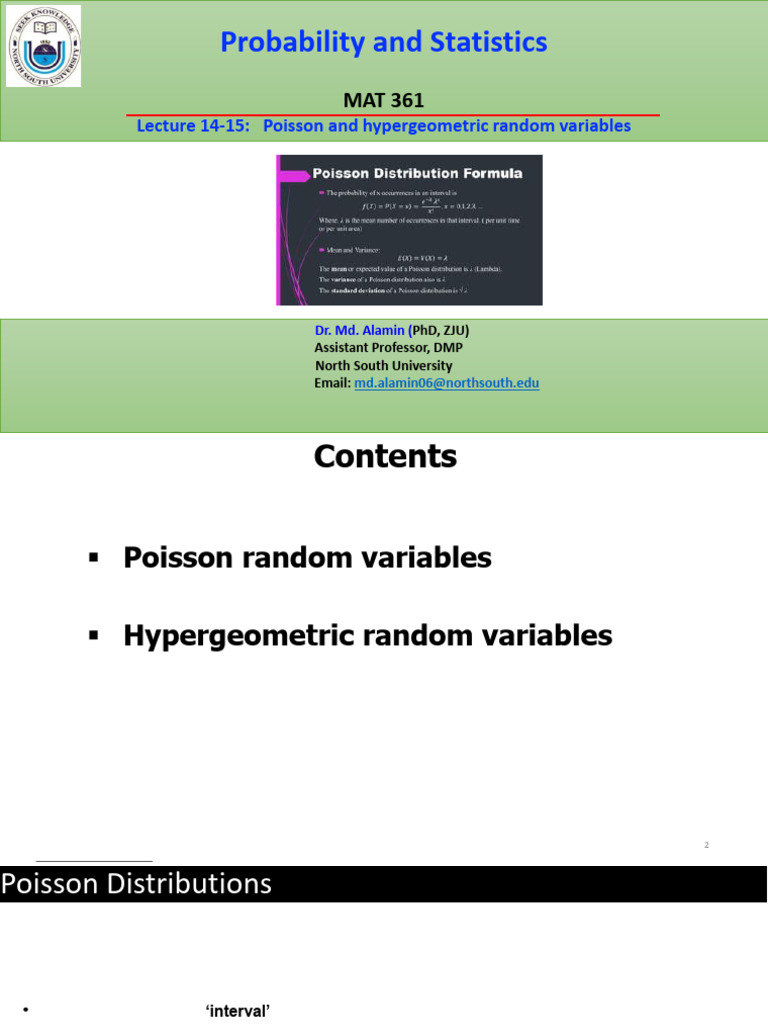 14-15.+Lecture14-15MAT361+%289MAR25%29 | PDF | Teaching Mathematics | Poisson Distribution