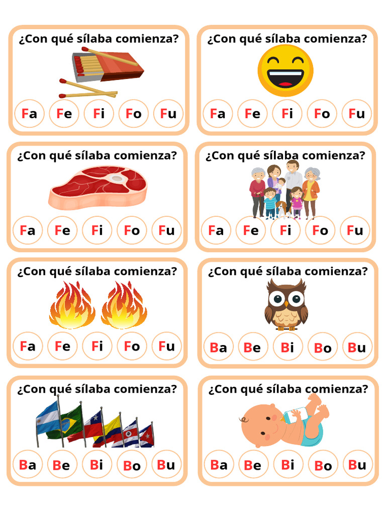 Sílaba Inicial F-B-V-J-G-C-K-Q-Z-R | PDF