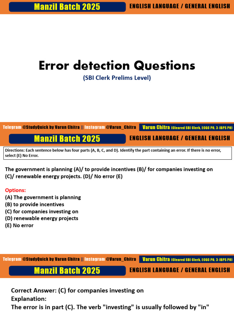 Important Error Questions PDF | PDF | English Language | Economies
