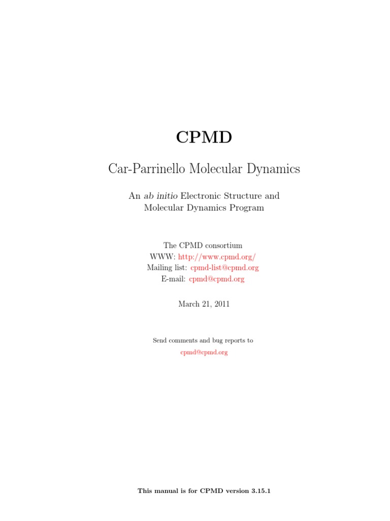 Car-Parrinello Molecular Dynamics: An Ab Initio Electronic Structure and Molecular Dynamics ...