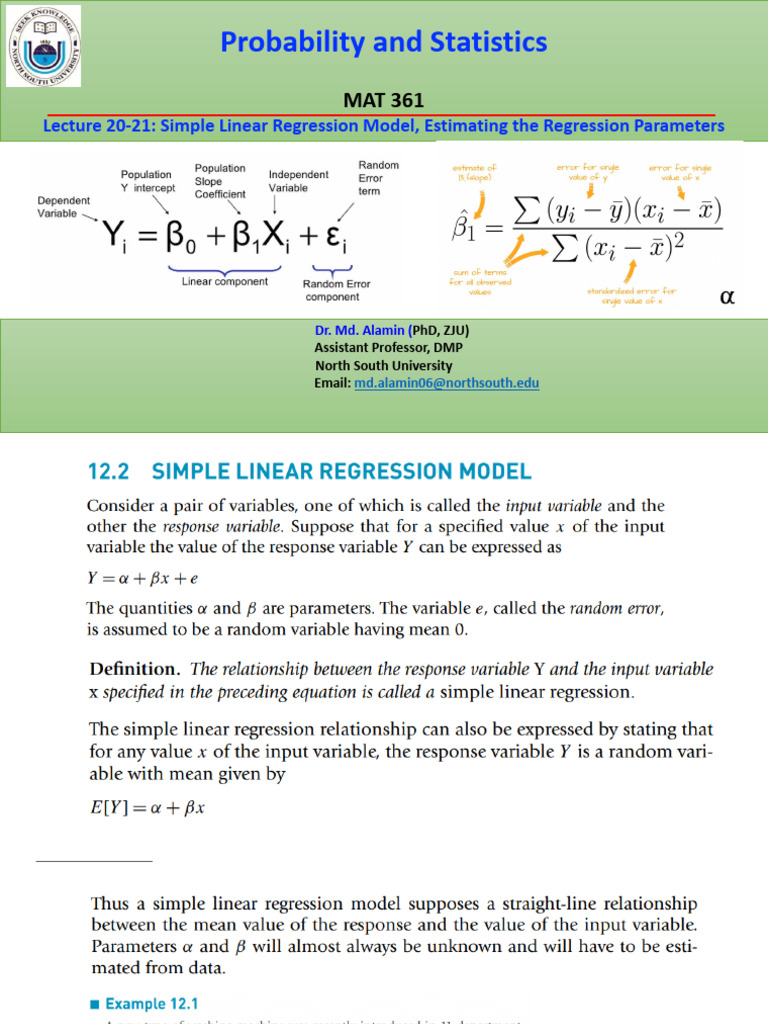 Simple Linear Regression Overview | PDF | Regression Analysis | Applied ...