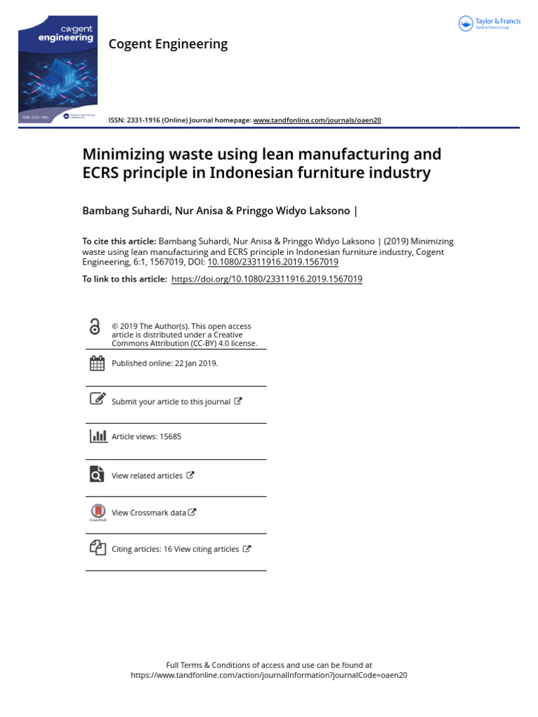 Minimizing Waste Using Lean Manufacturing and ECRS Principle in ...