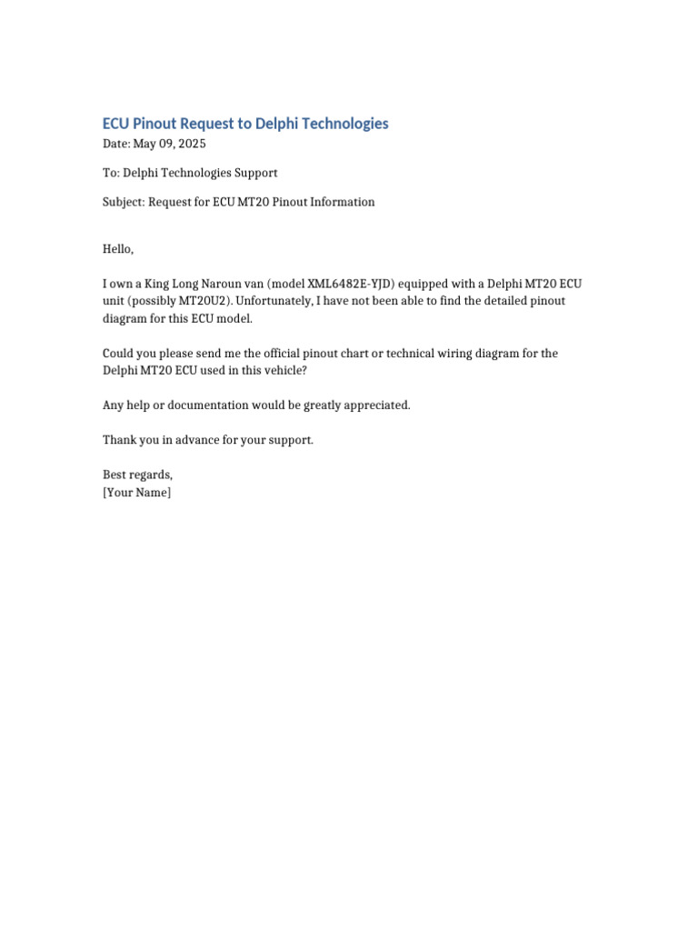 Delphi ECU Pinout Request | PDF