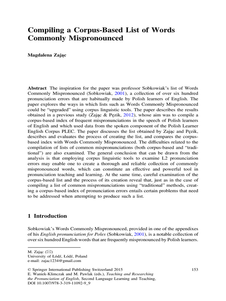 Compiling A Corpus Based List of Words C | PDF | Stress (Linguistics) | English Language