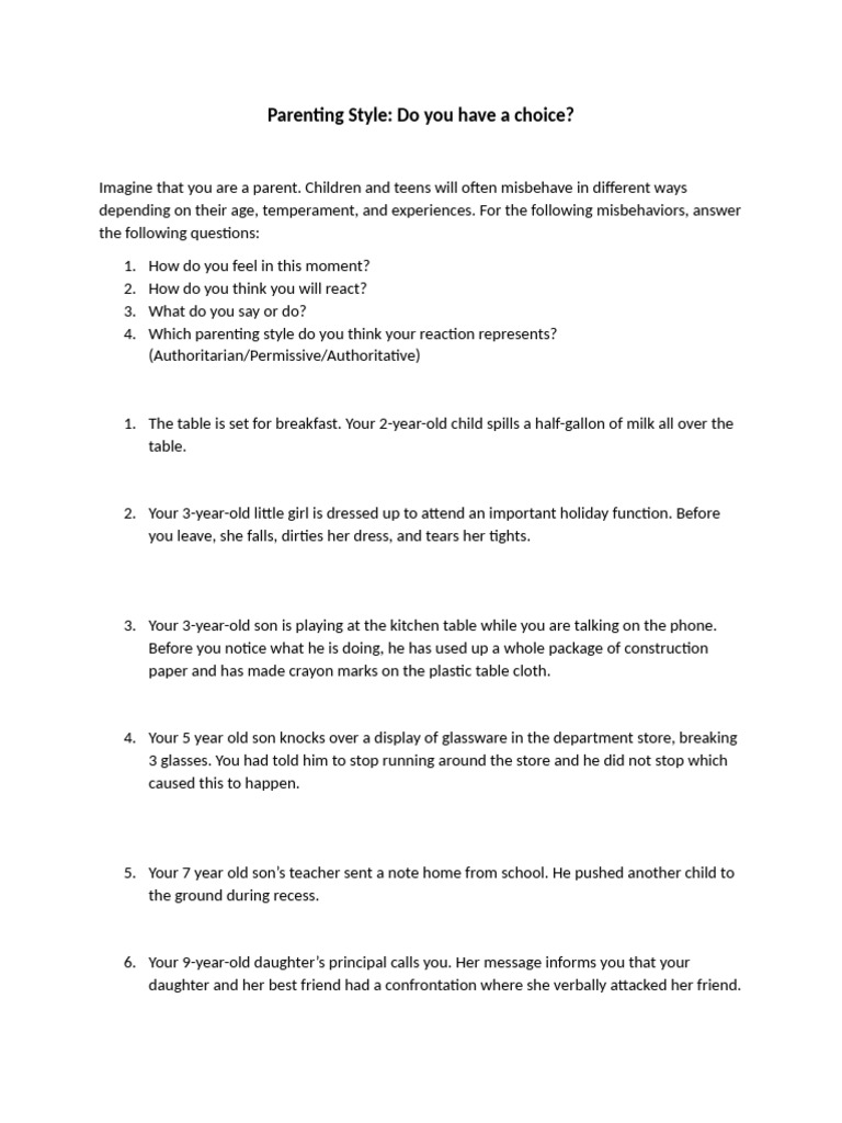Understanding Parenting Styles and Reactions | PDF