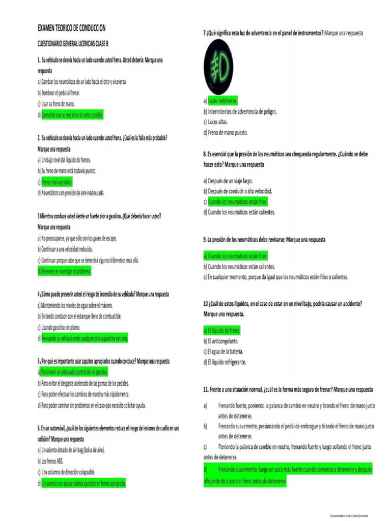 Cuestionario Clase B | PDF