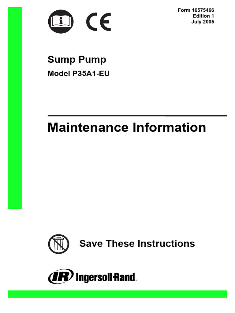 ARO P35A1 EU Sump Pump Manual | PDF | Bearing (Mechanical) | Pump