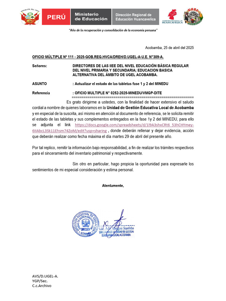 Oficio Multiple #111 | PDF