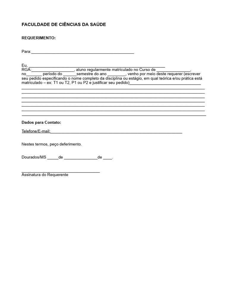 Requerimento Aluno - modelo (1) | PDF
