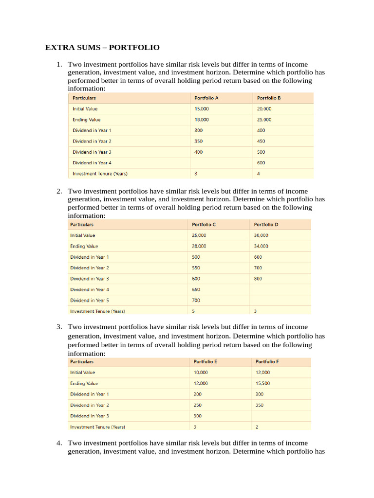 Extra Sums Portfolio | PDF