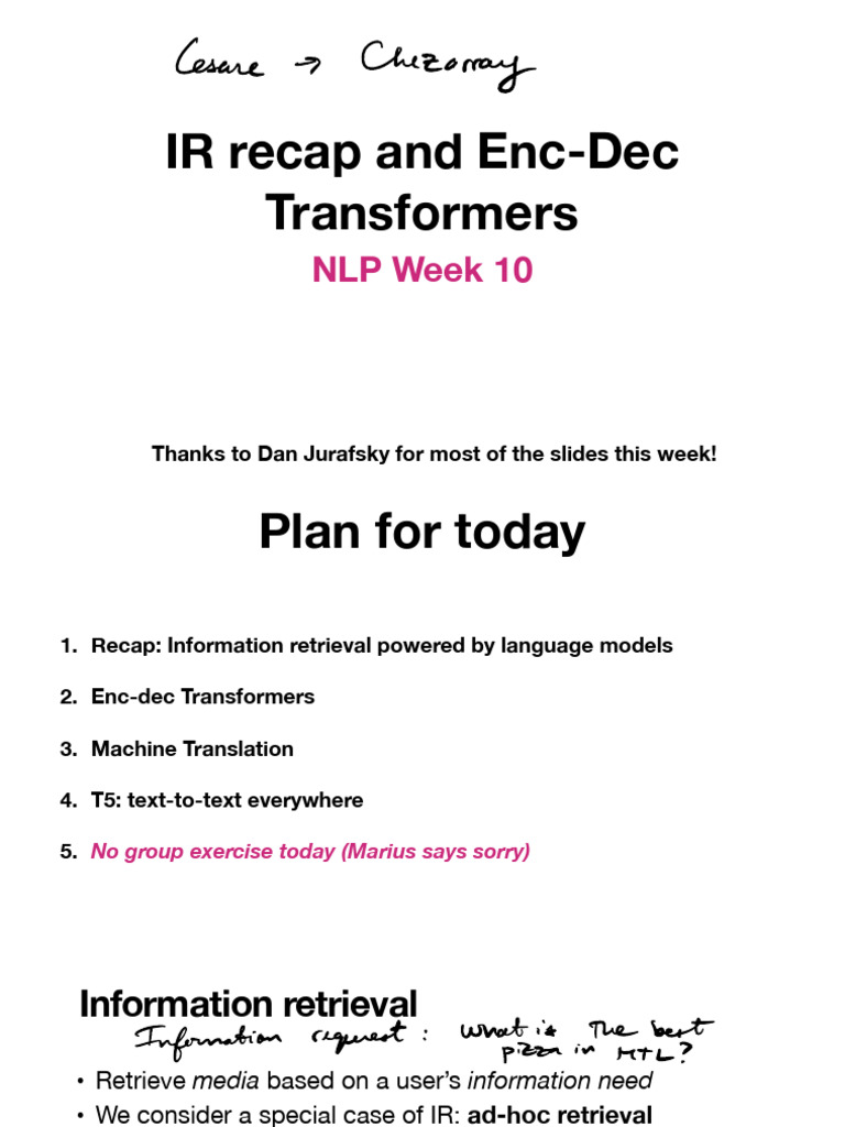 NLP Week10 IR Enc Dec Annotated - by - Ces | PDF | Linguistic Typology | Information Retrieval