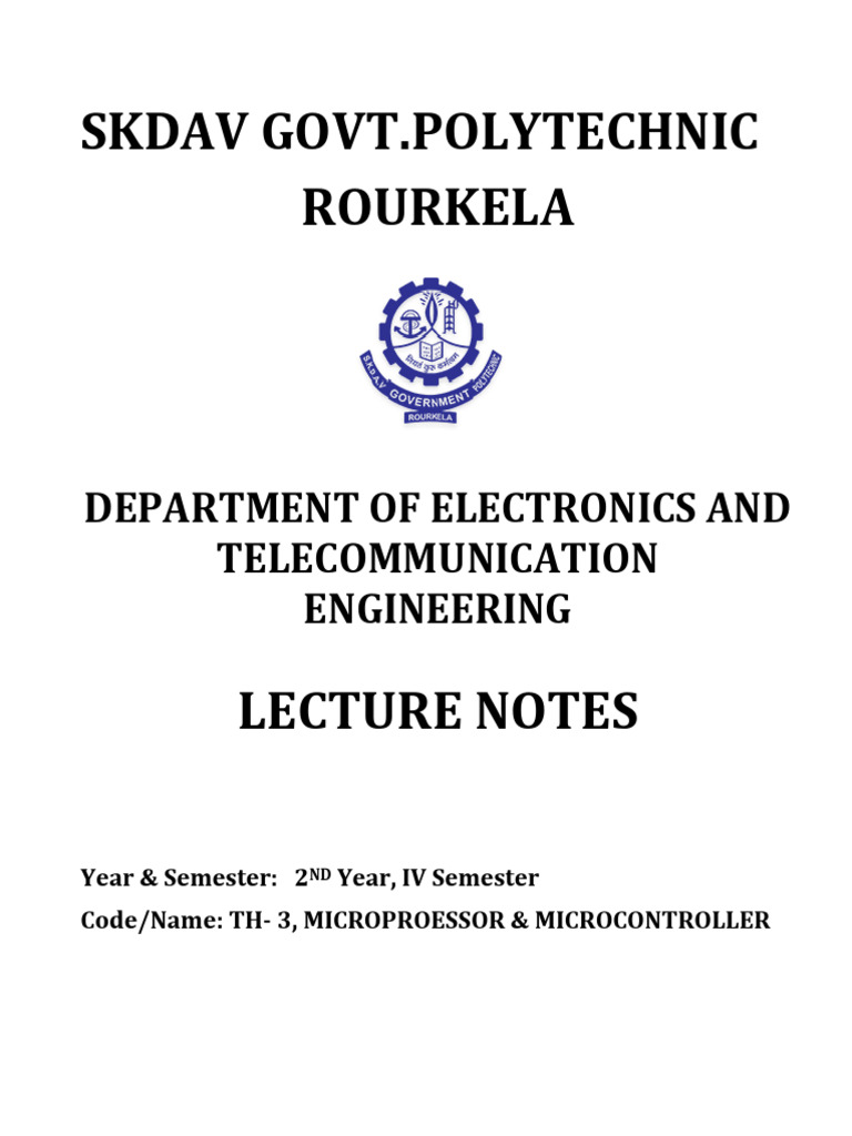 Lecture Notes Of Microprocessor And Microcontroller Converted 1586837702 Pdf Central