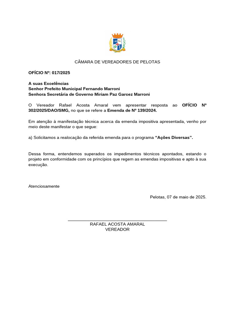 ofício emenda 139_2024 | PDF