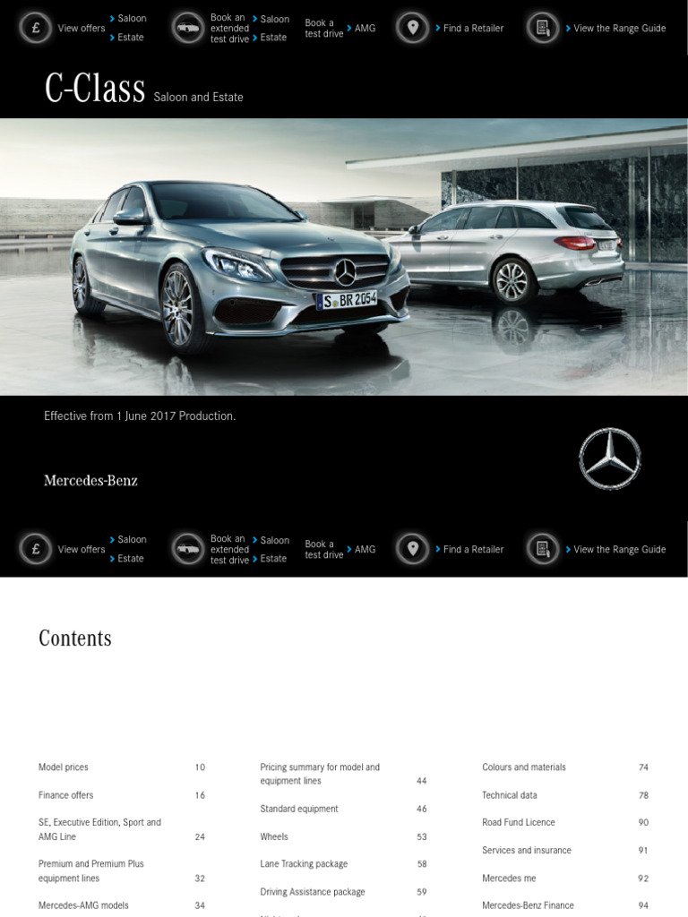 C-Class Saloon and Estate Overview | PDF | Value Added Tax | Mercedes Benz