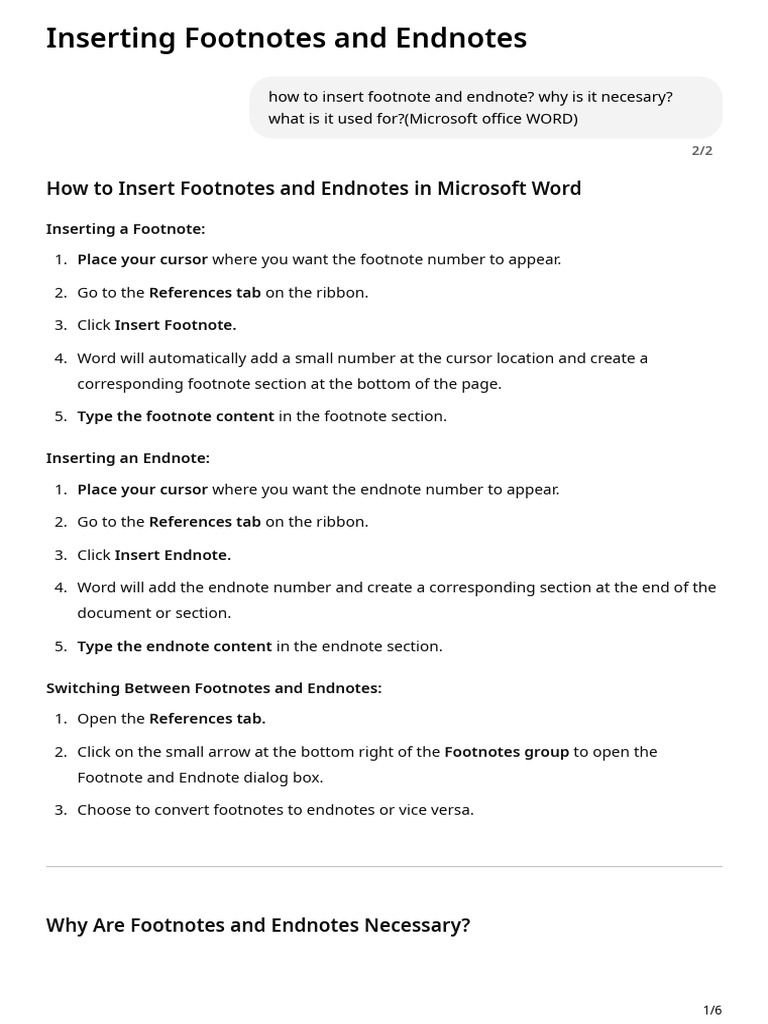 Inserting Footnotes and Endnotes | PDF | Citation | Note (Typography)