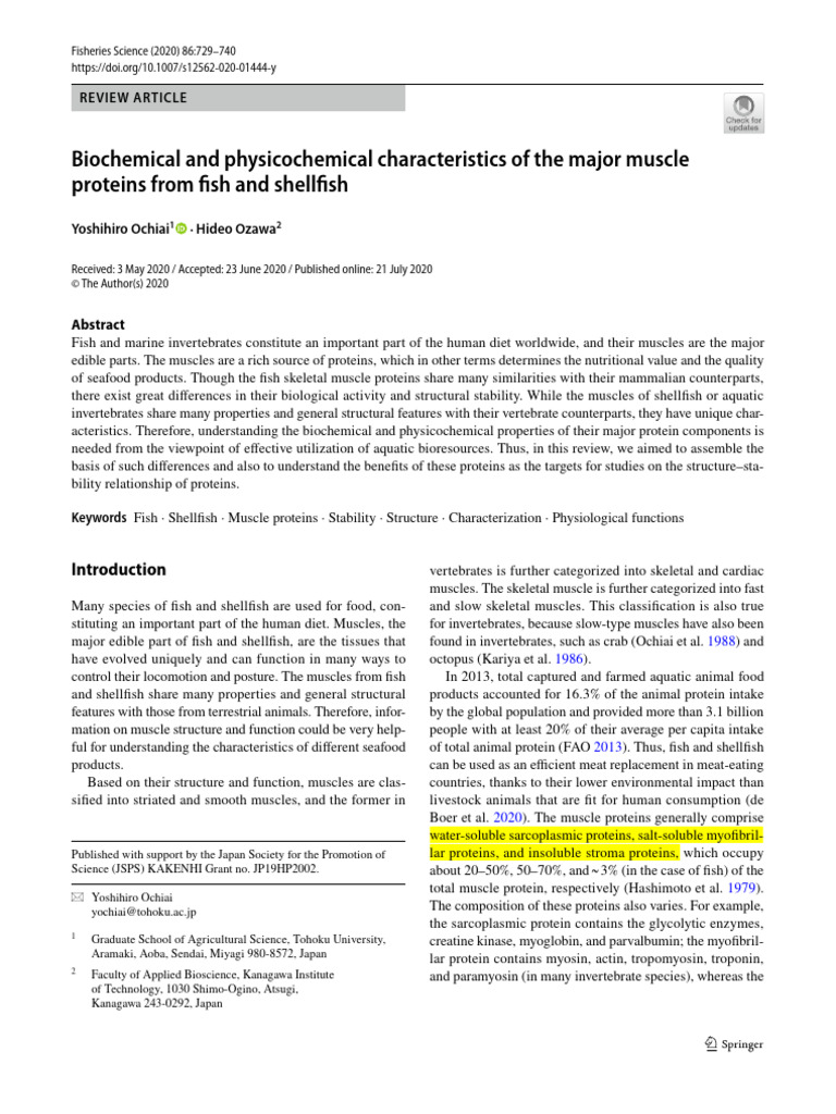 Fish Protein Biochemical-1 | PDF | Actin | Skeletal Muscle