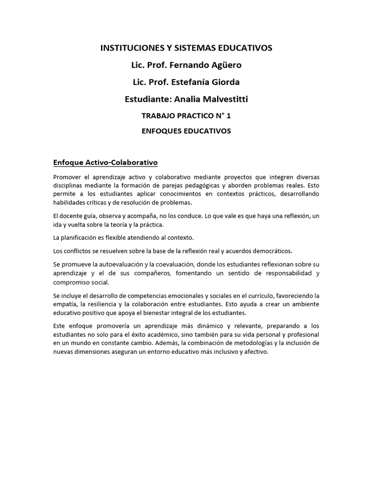 Enfoques Educativo | PDF