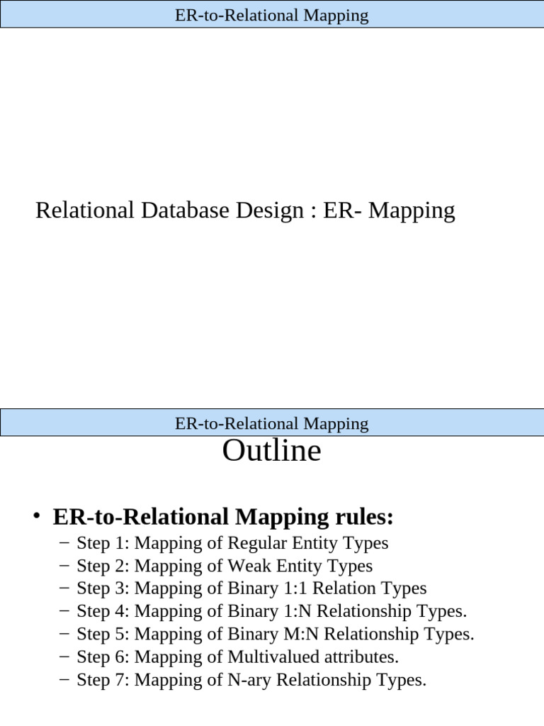 CH_4_2_EER or ER to Relational Mapping Final Slide | PDF | Conceptual Model | Relational Database