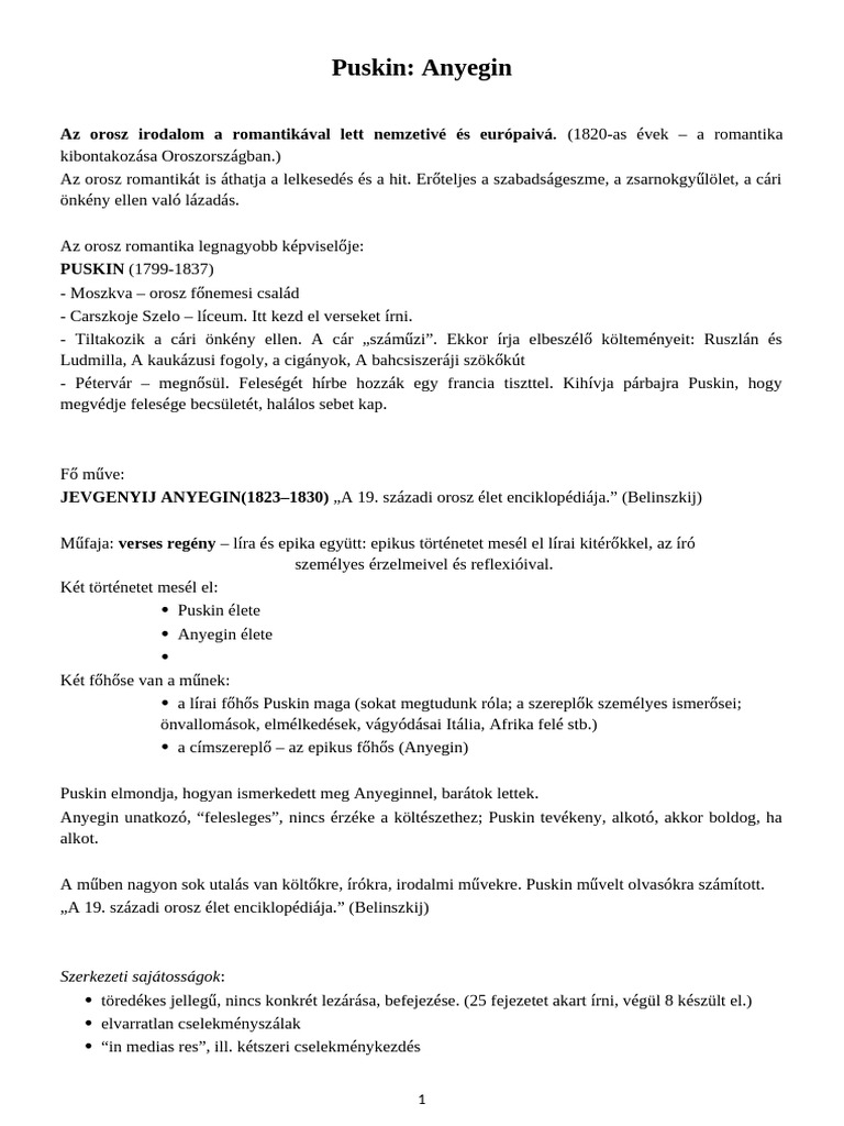 Puskin Anyegin | PDF