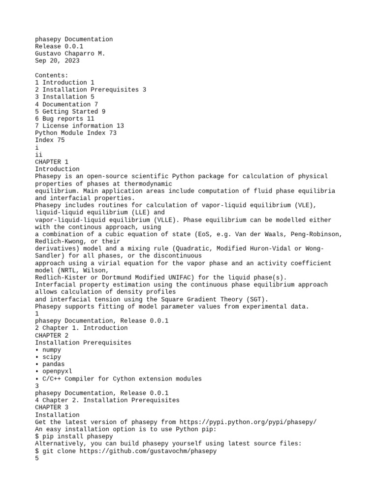 phasepy Documentation | PDF | Thermodynamics | Mechanics