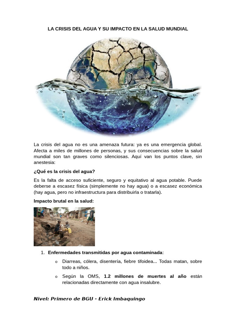 Crisis del Agua y Salud Global | PDF | Agua | Desnutrición
